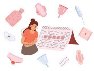 Female menstruation women with period and hygiene Vector Image