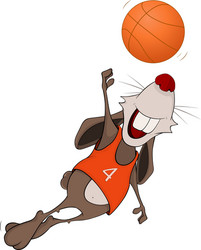 Rabbit the basketball player cartoon Royalty Free Vector