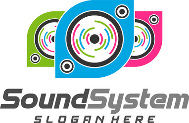 Sound system logo design template Royalty Free Vector Image