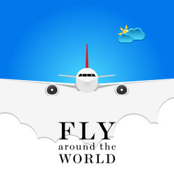 Airplane with fly around the world Royalty Free Vector Image