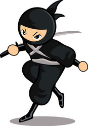 Black ninja cartoon jump Royalty Free Vector Image