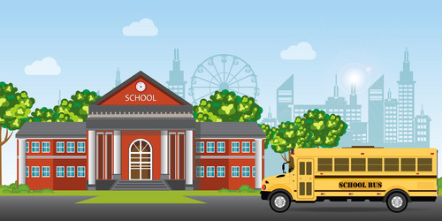 Modern school buildings exterior student city Vector Image