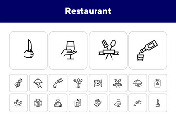 Restaurant line icon set Royalty Free Vector Image