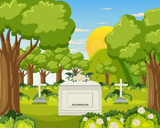 Scene of cemetery graveyard Royalty Free Vector Image