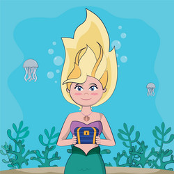Beautiful and magic mermaid cartoon Royalty Free Vector
