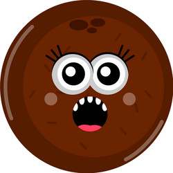 Sad coconut cartoon character emote Royalty Free Vector