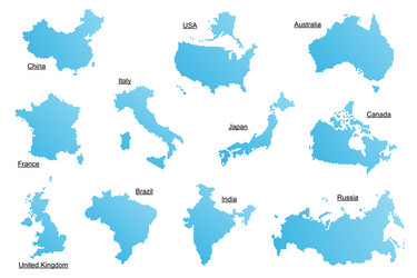 Set of countries map flag Royalty Free Vector Image