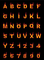 Tattoo fire font flame alphabet fiery letters Vector Image