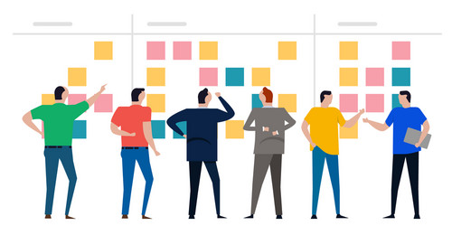 Kanban software development outline concept agile Vector Image