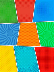 Empty comic page mockup with color background Vector Image