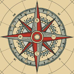 Vintage sun compass rose Royalty Free Vector Image
