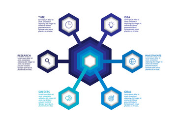 Circle elements graph diagram with 7 steps Vector Image