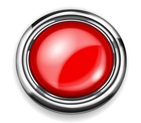 Red button with silver metallic border Royalty Free Vector