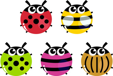 Cute little cartoon bugs isolated on white Vector Image