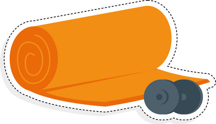 Exercise mat and weights Royalty Free Vector Image