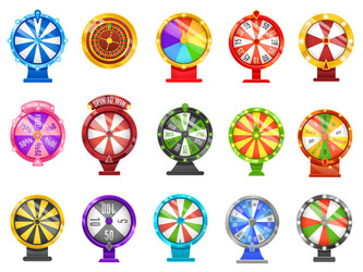 Cartoon wheels of fortune lucky wheel spin Vector Image