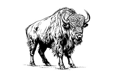 Hand drawn buffalo of bull Royalty Free Vector Image
