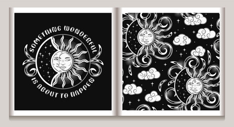 Label with eclipse sun crescent moon text Vector Image