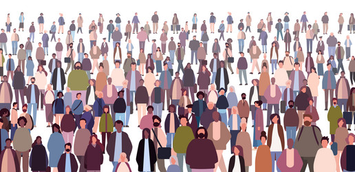 Multiethnic people group mix race men women crowd Vector Image
