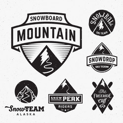 Vintage ski or winter sports logos badges Vector Image