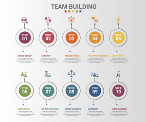 Infographic team building template icons Vector Image