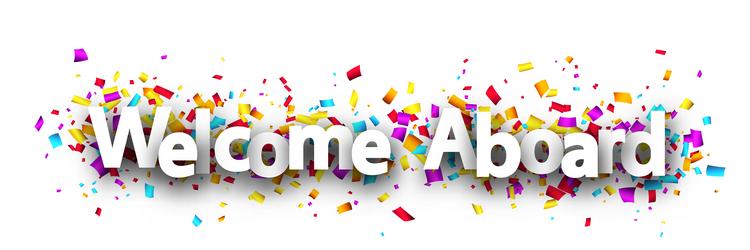 Welcome aboard paper word sign with colorful Vector Image