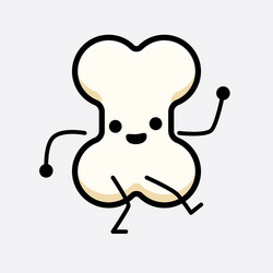 Bone character with cute face and simple body Vector Image