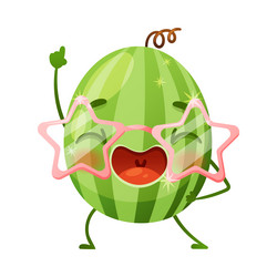 Cartoon watermelon fruit wizard magician character