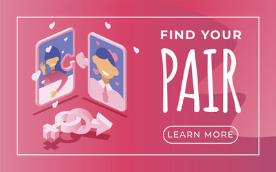 Dating application web banner design Royalty Free Vector