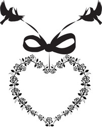 Flourishes with heart and flag Royalty Free Vector Image