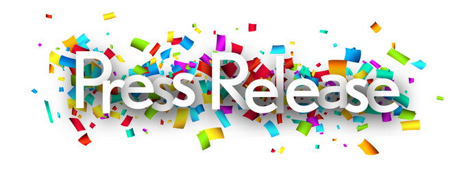 Press release sign with colorful cut out ribbon Vector Image