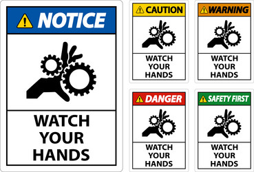 Warning sign watch your hands and fingers Vector Image