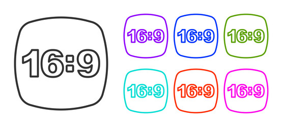 Line photo frame 16-9 icon isolated on white Vector Image