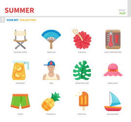 Set of isolated summer icon part 1 Royalty Free Vector Image