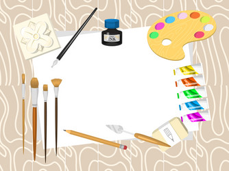 Realistic artist tools painting supplies palette Vector Image
