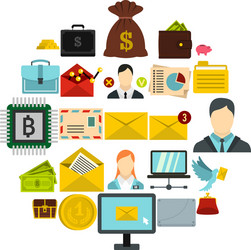 Conglomerate icons set cartoon style Royalty Free Vector