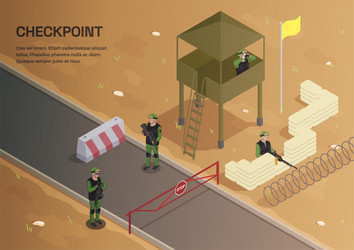 Military checkpoint outdoor background Royalty Free Vector