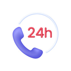 3d 24 hours phone support Royalty Free Vector Image
