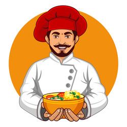 Indian chef makes typical dishes Royalty Free Vector Image