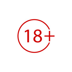 18 plus age sign warning symbol flat red icon Vector Image