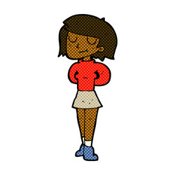 Comic cartoon pleased woman Royalty Free Vector Image