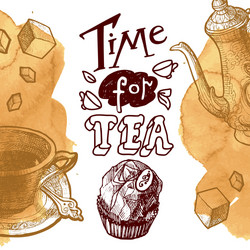 Tea time color Royalty Free Vector Image - VectorStock