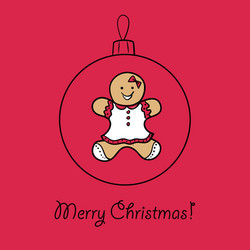 Christmas ball with gingerbread decoration Vector Image