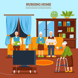 Cartoon nursing home building in nature for elder Vector Image