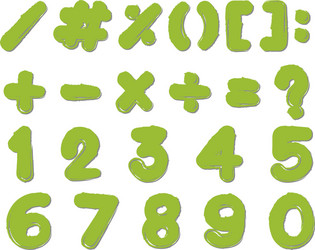 Numbers and signs in green color Royalty Free Vector Image