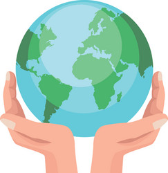 Hand lifting planet earth Royalty Free Vector Image