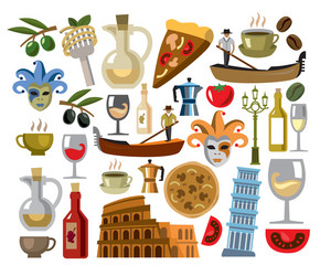 Set of rome italy symbols italian Royalty Free Vector Image