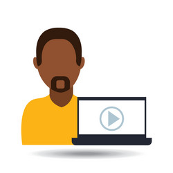 Man with pc icon Royalty Free Vector Image - VectorStock