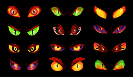 Staring and glowing evil or monster eyes Vector Image