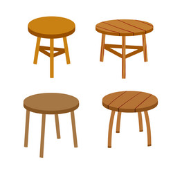 Wooden stool chair with three legs Royalty Free Vector Image